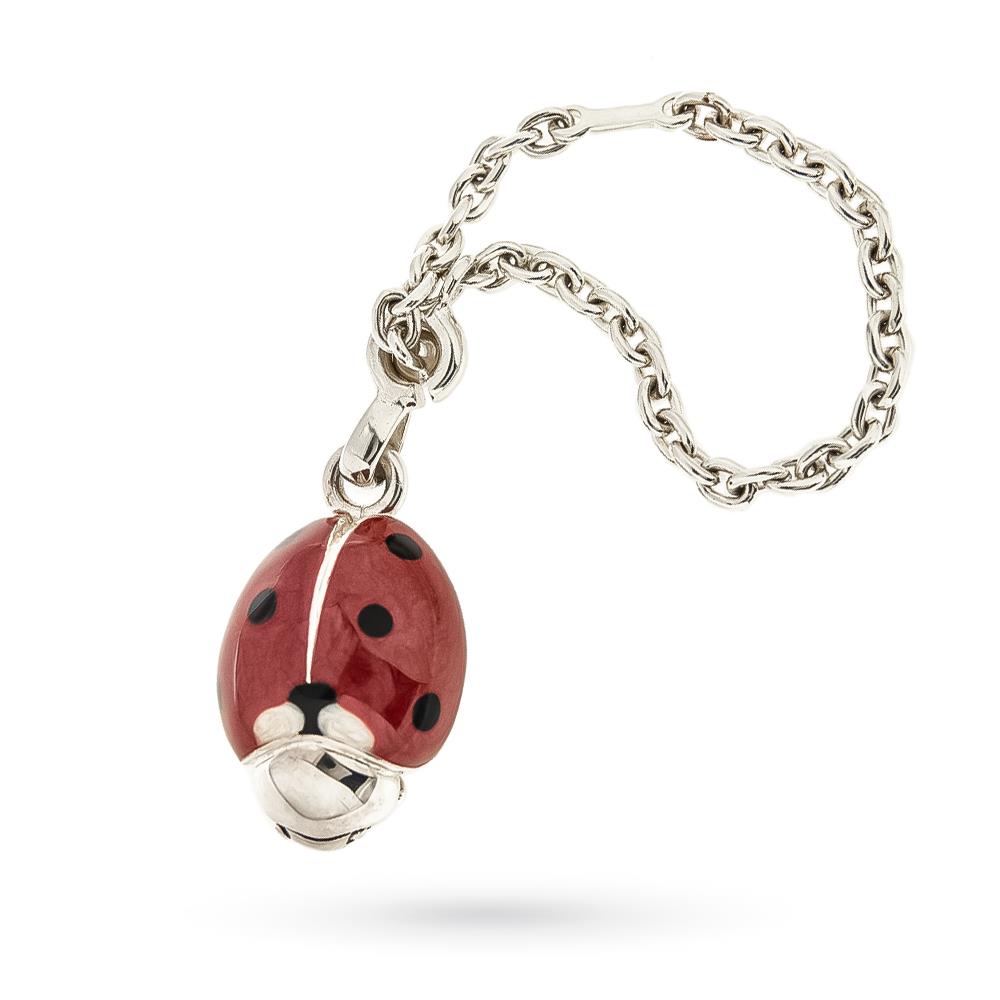 Chain keyring with red enamel ladybug